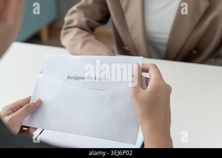 resignation, leave, quit, Business owner read resignation letter from ...