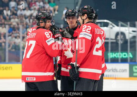 FRIBOURG, SWITZERLAND - MAY 28: Mark Scheifele of Canada in action ...
