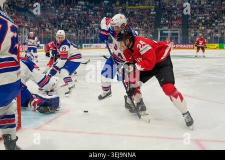 FRIBOURG, SWITZERLAND - MAY 28: Dylan Cozens of Canada in action during ...