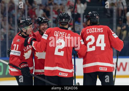 FRIBOURG, SWITZERLAND - MAY 28: Dylan Cozens of Canada in action during ...