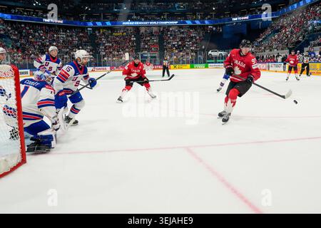 FRIBOURG, SWITZERLAND - MAY 28: Fraser Minten of Canada R) in action ...