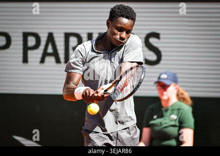 French Open - Moise Kouame (FRA) plays a backhand during at the 2026 ...