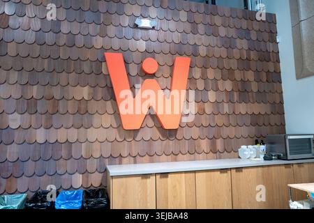 Logo inside Wildtype, a cultivated (lab-grown) fish company in San ...