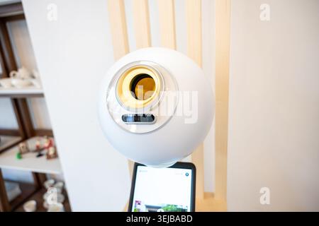 Retina-scanning Orb from World (formerly Worldcoin) inside a business ...