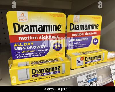 Close-up of Dramamine on a store shelf, Lafayette, California, May 12 ...