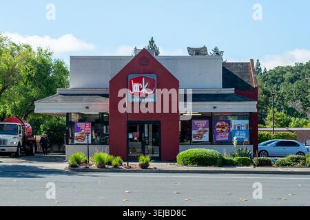 Facade of Jack in the Box fast food restaurant, Lafayette, California ...