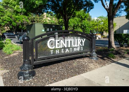 Century Theatres sign with black metal frame in parking lot on sunny ...