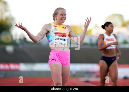 Bergen 20260528. Henriette Jæger in the 300 meters during the Trond ...