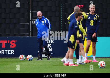 Scotland manager Steve Clarke during a training session at Lesser ...