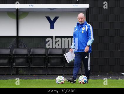 Scotland manager Steve Clarke during a training session at Lesser ...