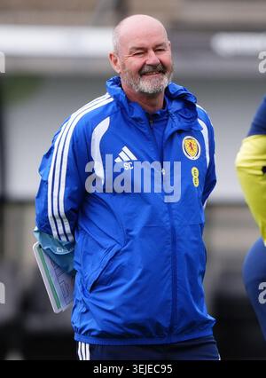 Scotland manager Steve Clarke during a training session at Lesser ...
