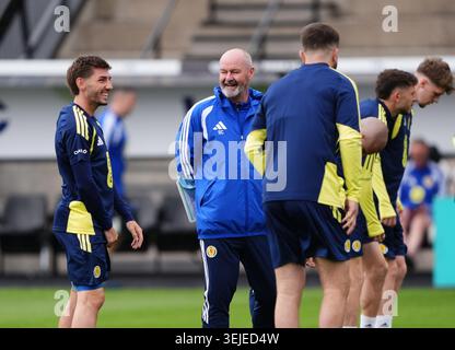 Scotland manager Steve Clarke with Billy Gilmour during a training ...