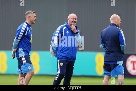 Scotland manager Steve Clarke during a training session at Lesser ...