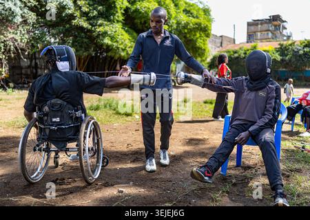 Head coach, Martin Musili seen taking members of Kenya’s para fencing ...