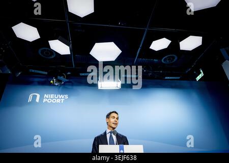 THE HAGUE - Prime Minister Rob Jetten speaks to the press after the ...