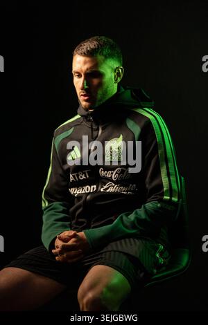Santiago Giménez of Mexico is interview during the Media Day before the ...