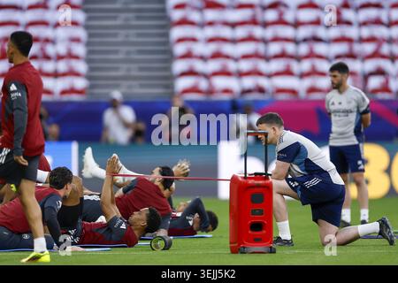 BUDAPEST - Jurrien Timber of Arsenal FC during the MD-1 training ahead ...
