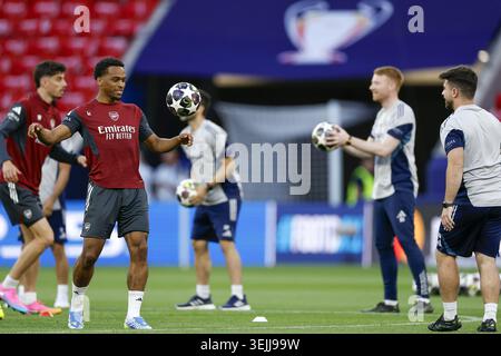 BUDAPEST - Jurrien Timber of Arsenal FC during the MD-1 training ahead ...