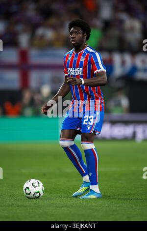 Jaydee Canvot of Crystal Palace FC lifts the trophy during the award ...