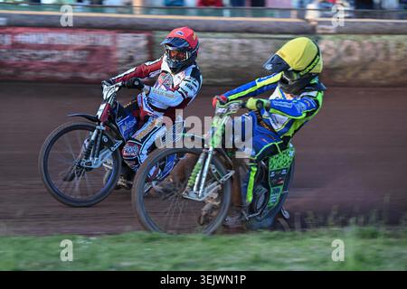 Jake Allen of Redcar Bears (red) leads during Heat 4 of the Cab Direct ...