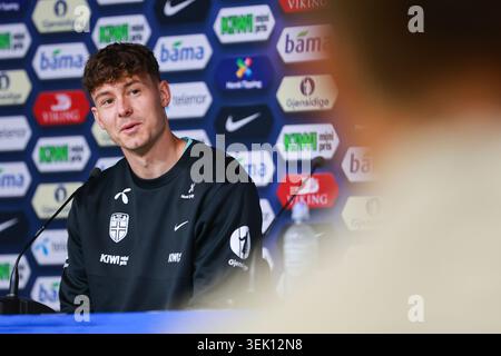 Oslo 20260531. Jørgen Strand Larsen during a press conference with the ...