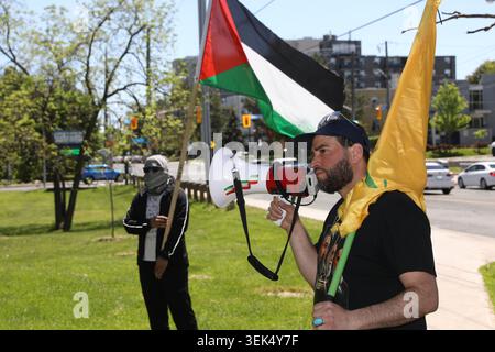 Toronto, Canada. 31st May, 2026. Local Pro-Palestine activists welcome ...