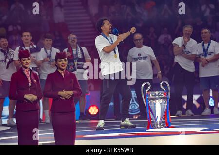 Paris, France, 31 May 2026 – Paris Saint-Germain players celebrate ...