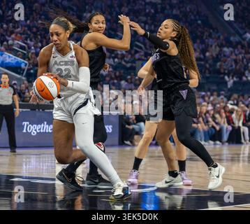 May 31 2026 Las Vegas guard Chelsea Gray (12)looks to pass the ball ...