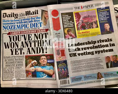 Britain's Labour party candidate Andy Burnham speaks to supporters ...