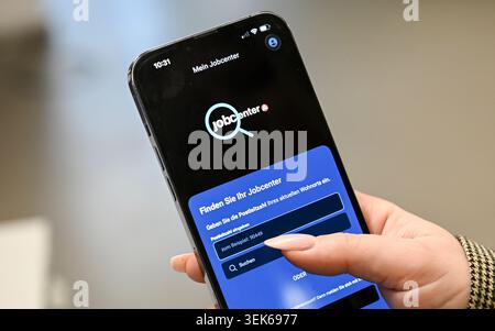 ILLUSTRATION - 05 March 2026, Berlin: The logo of the Jobcenter of the ...