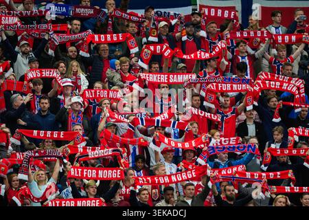 Oslo 20260601. Norway supporters before the private international men's ...