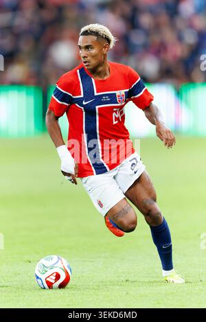 Oslo, Norway, 1 June 2026, Antonio Nusa celebrating scoring a goal at ...