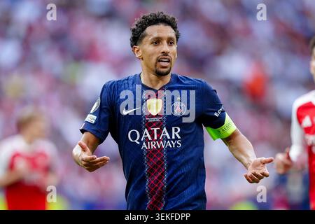 Marquinhos of Paris Saint-Germain FC reacts during the UEFA Champions ...
