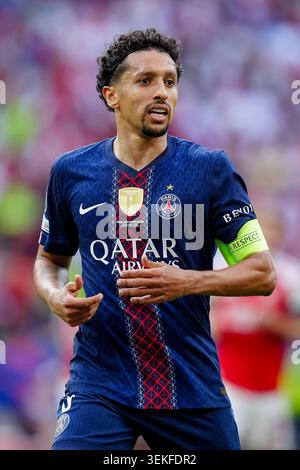 Marquinhos of Paris Saint-Germain FC reacts during the UEFA Champions ...