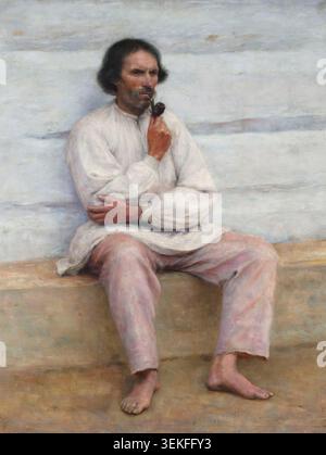 Peasant smoking a pipe, study for the painting Peasant coffin (1894) by ...