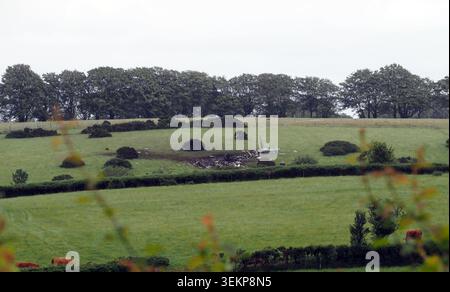 The scene in Sourton Down, near Okehampton in Devon, where a Royal Navy ...