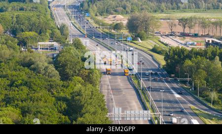 Nieuwegein, Netherlands - 09 May 2026: Aerial view of road construction ...