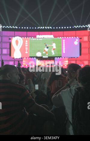 Soccer fans watch a live broadcast of the World Cup Group G match ...