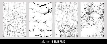 Set of four black-and-white distressed textures, including cracked ...