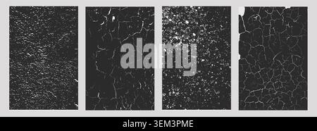 Set of four black-and-white distressed textures, including cracked ...