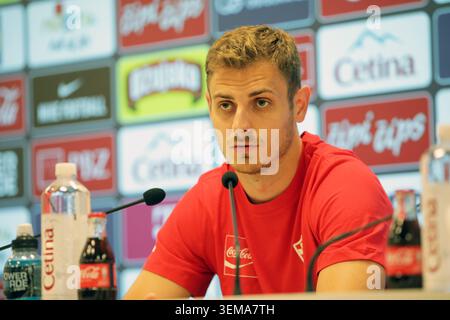 Josip Stanisic speaks during a Team Croatia press conference at ...