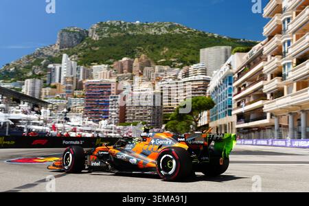 McLaren driver Lando Norris during practice at the Circuit de Monaco ...