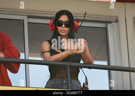 Kim Kardashian attends during the Formula One Monaco Grand Prix race at ...