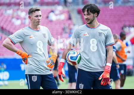 England goalkeepers Dean Henderson and James Trafford ahead of the FIFA ...