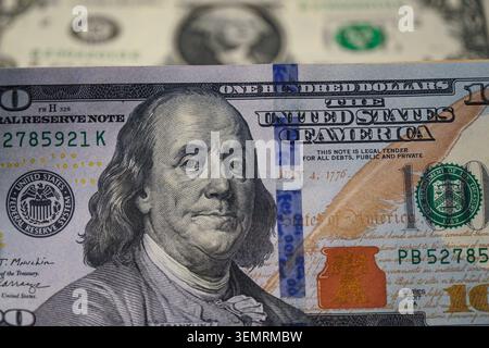 Changzhou, China. 08th June, 2026. A close up of $100 bills with other ...