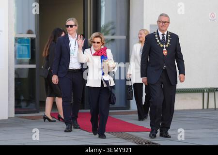 Bodø 20260608. Queen Sonja after she unveiled the artwork VON at ...