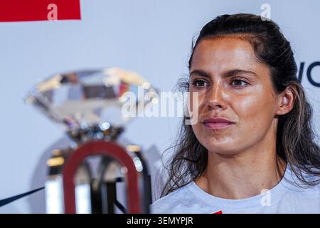 Oslo 20260609. Amalie Juel at a press conference before the Bislett ...
