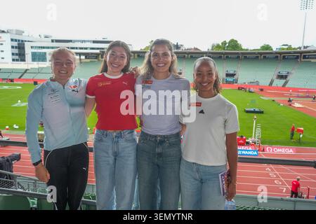 Oslo 20260609. Amalie Juel at a press conference before the Bislett ...