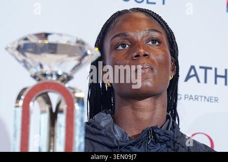 Oslo 20260609. Julien Alfred at a press conference before the Bislett ...