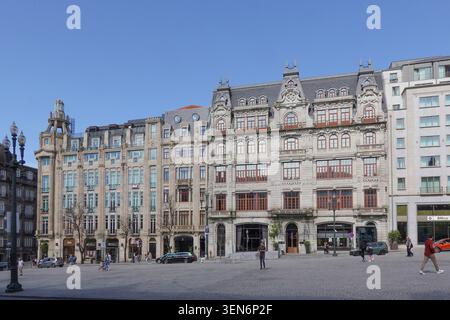 Portugal, Porto, Historic buldings line the neoclassical Avenida dos ...